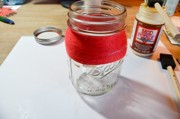 Patriotic Yarn Wrapped Mason Jars