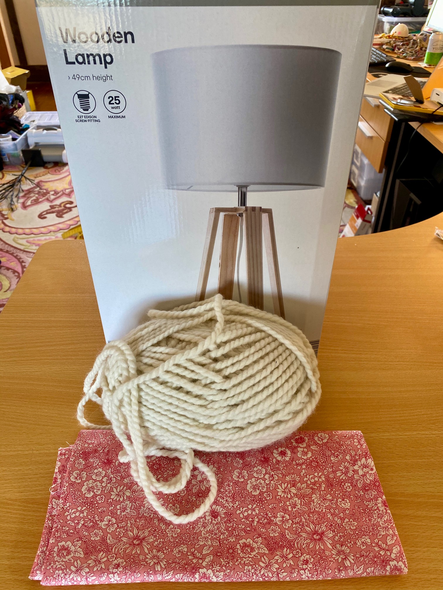 Fabric and Yarn Wrapped Lamp