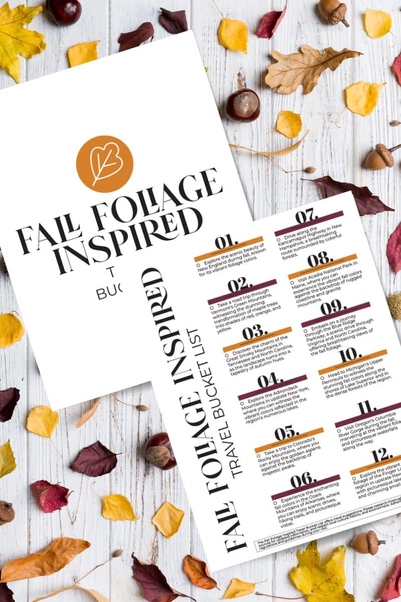 American Fall Foliage Inspired Bucket List (Printable)